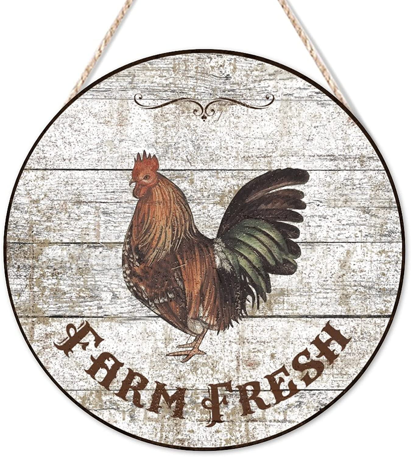 Welcome Sign Farm Fresh Rooster Round Wood Sign Farmhouse Farm Life ...