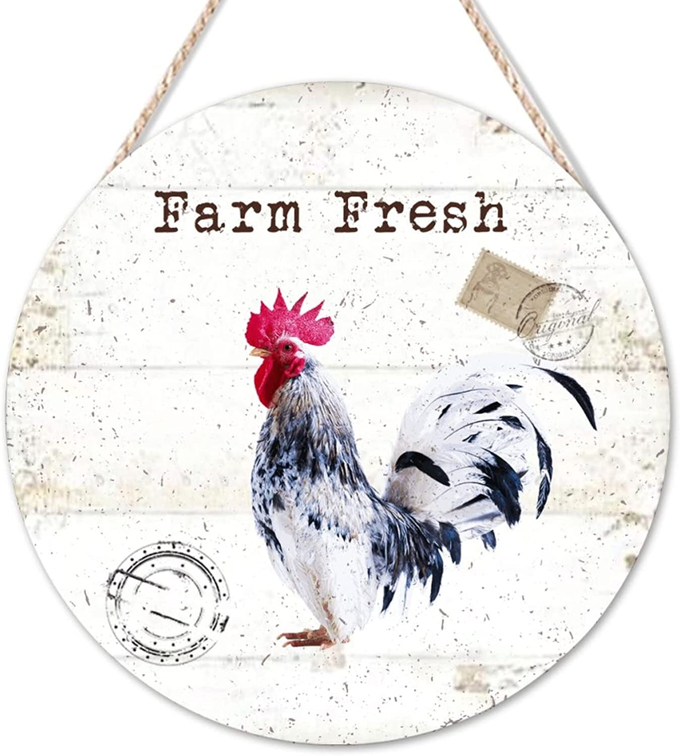 Welcome Sign Farm Fresh Rooster Round Wood Sign Farmhouse Farm Rooster ...