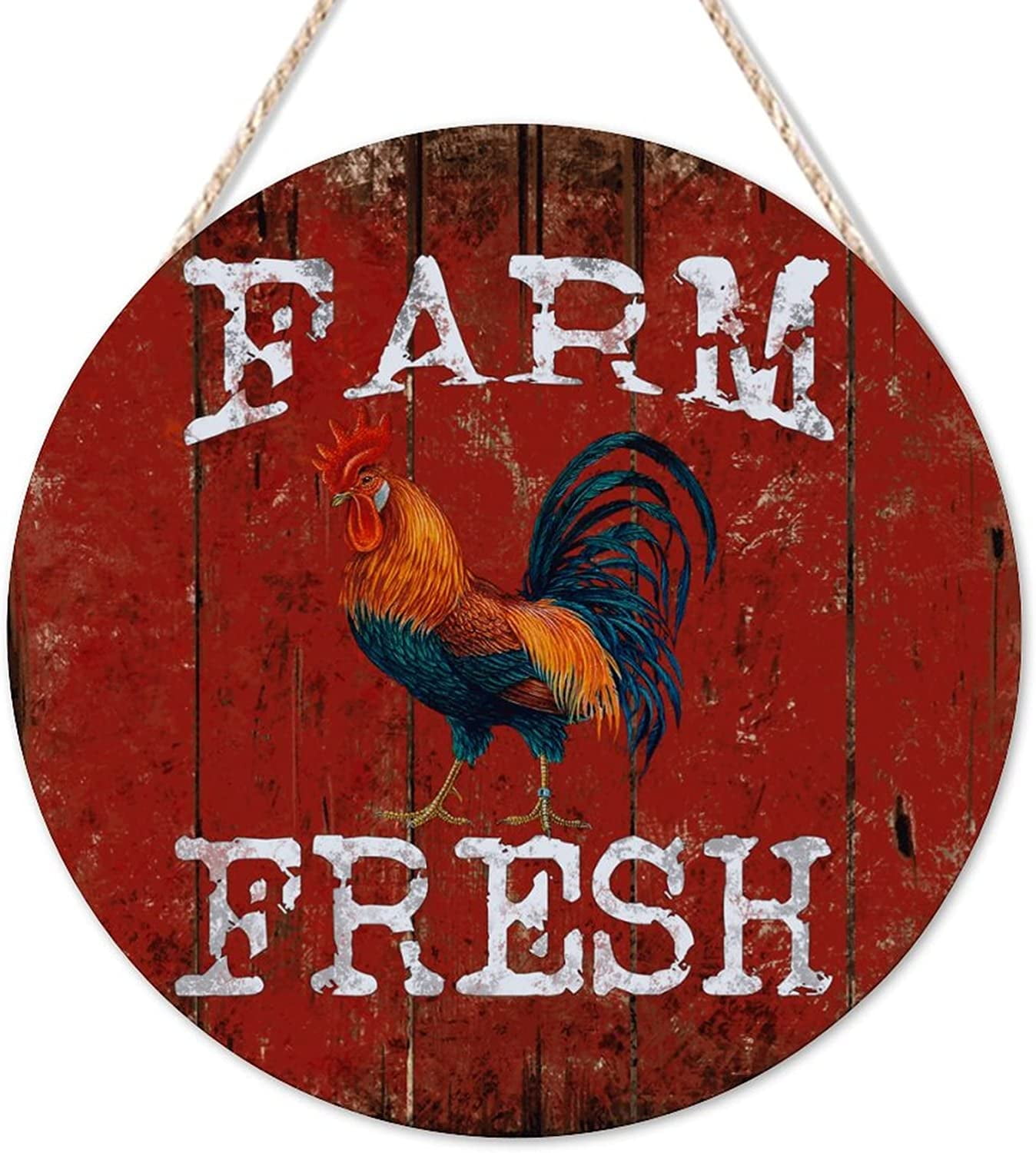 Welcome Sign Farm Fresh Rooster Round Wood Sign Rustic Farm Sweet Farm ...