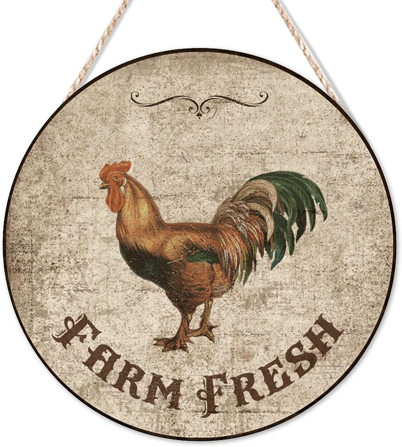 Welcome Sign Farm Fresh Rooster Round Wood Signs Farmhouse Farm Life ...