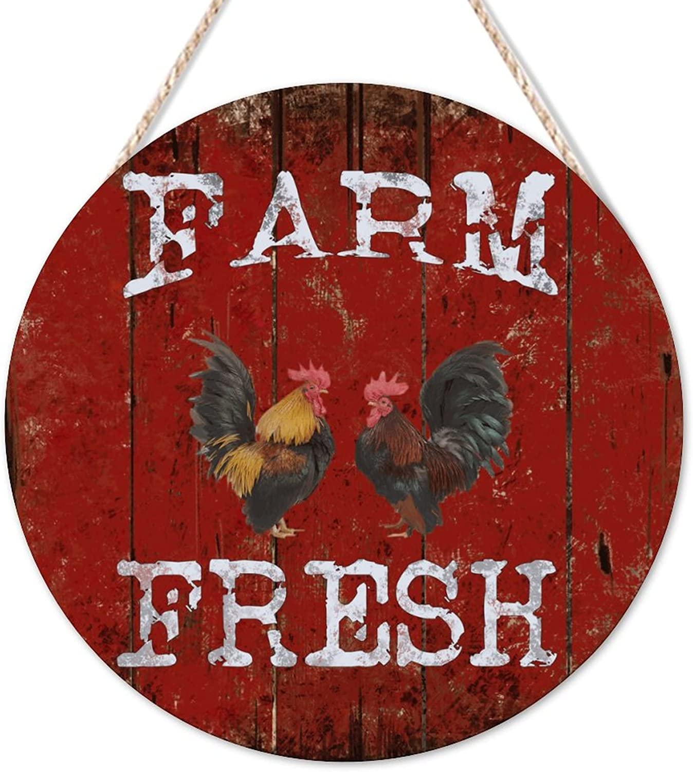 Welcome Sign Farm Fresh Rooster Round Wood Signs Farm Life Wooden Wall ...