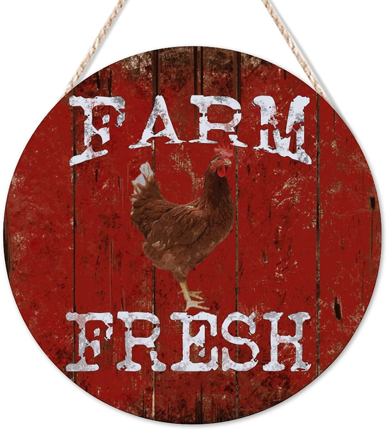 Welcome Sign Farm Fresh Rooster Round Wood Signs Farm Sweet Farm Door ...
