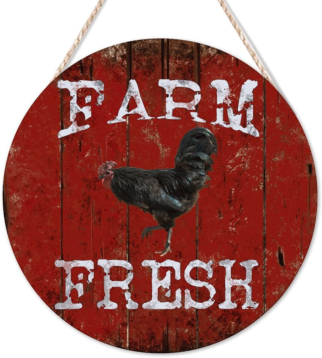 Welcome Sign Farm Fresh Rooster Round Wooden Signs Farm Rooster ...