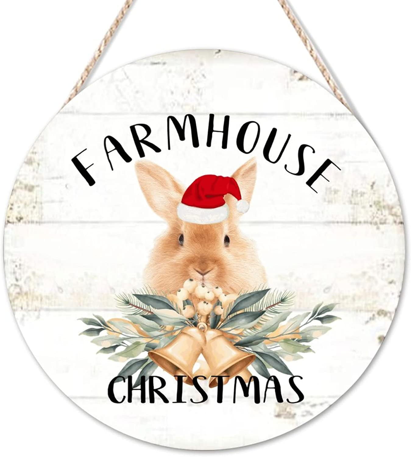 Welcome Sign Farmhouse Christmas Round Wood Signs Rustic Winter Red Hat ...