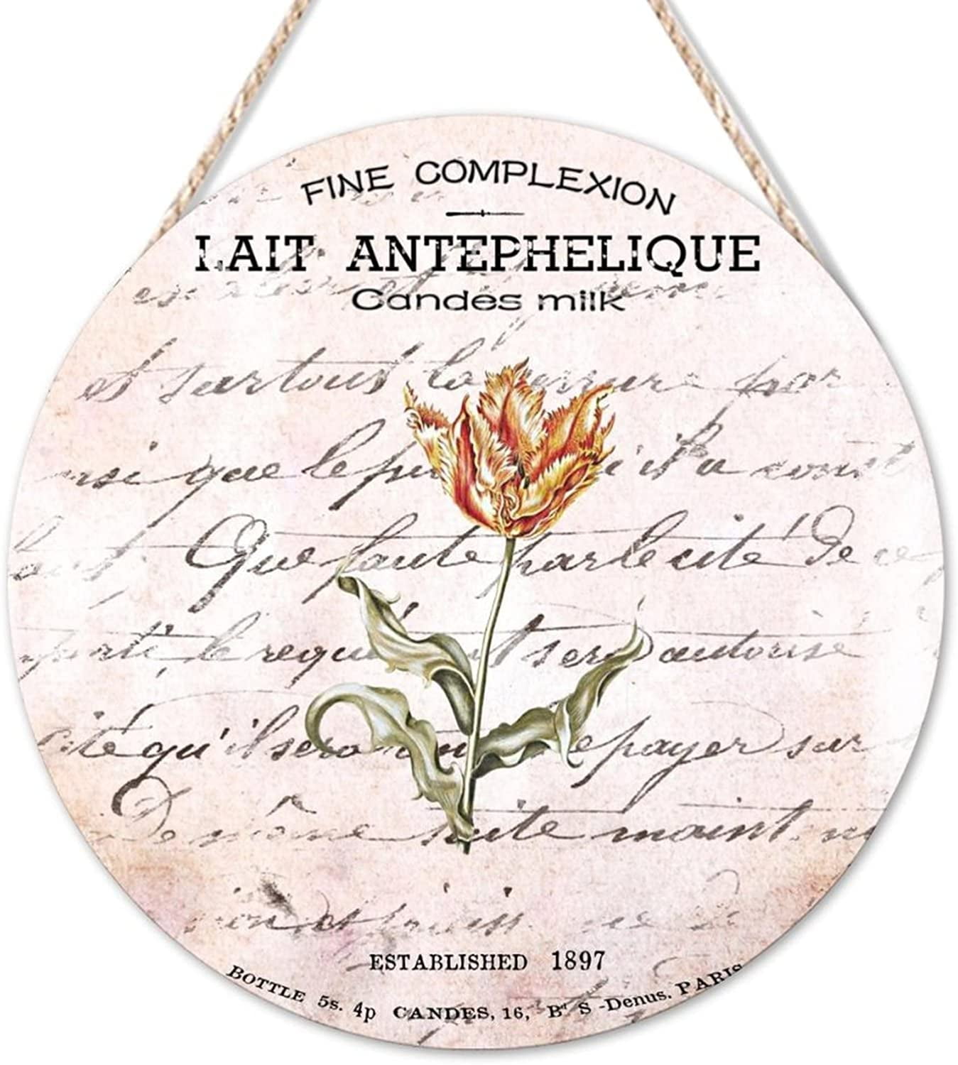 Welcome Sign Fine Complexion Candes Round Wooden Signs Vintage French ...