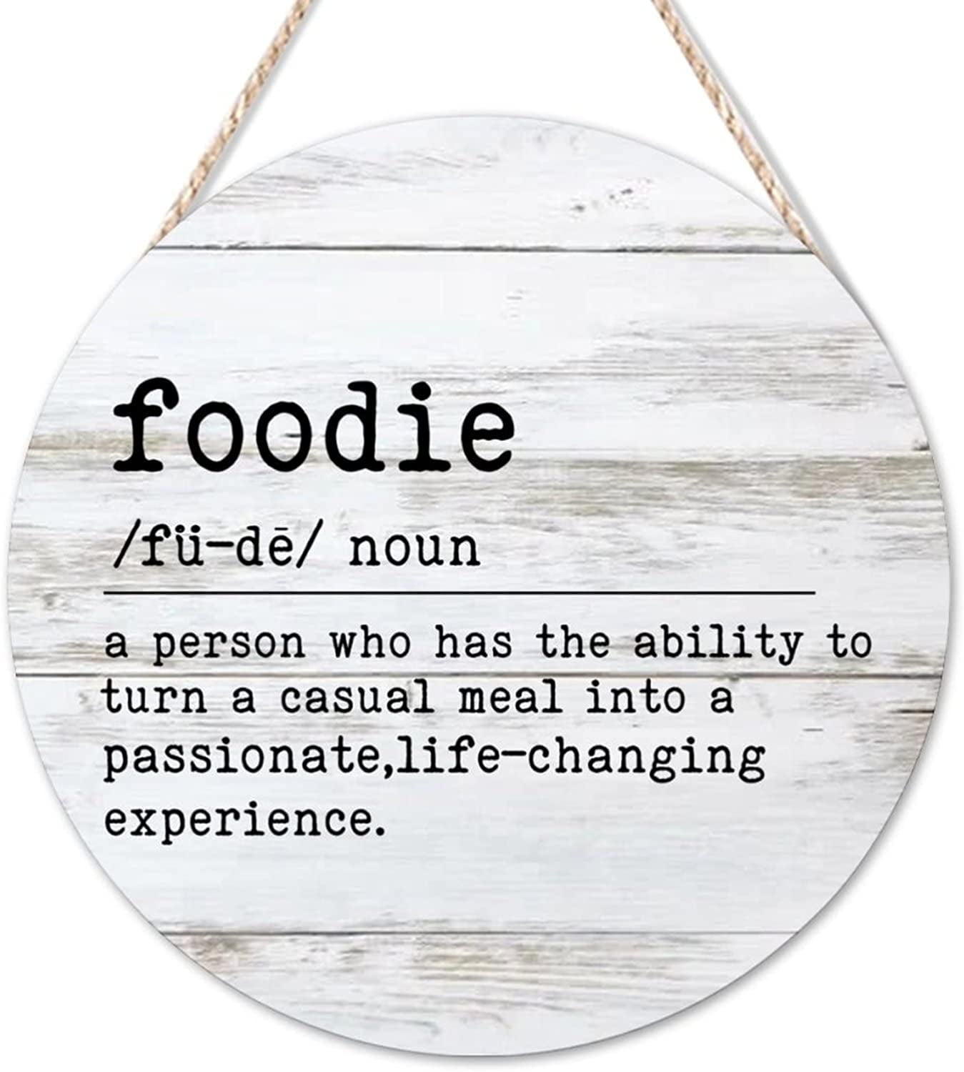 Welcome Sign Foodie Definition Round Wood Signs Rustic Word Description ...