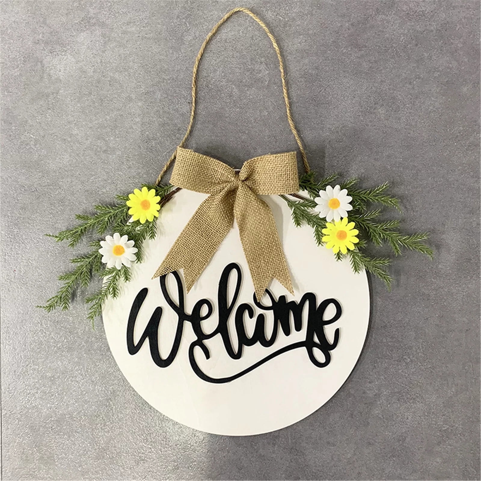 Welcome Sign For Front Door Porch Outdoor Decor Spring Rustic Round ...