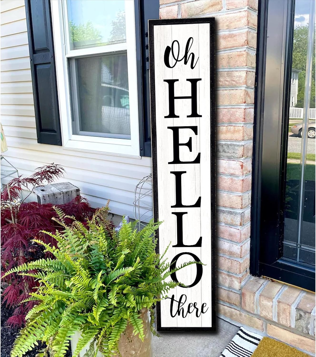 Welcome Sign For Front Porch Standing 45"X9" Tall Wood Frame Outdoor ...