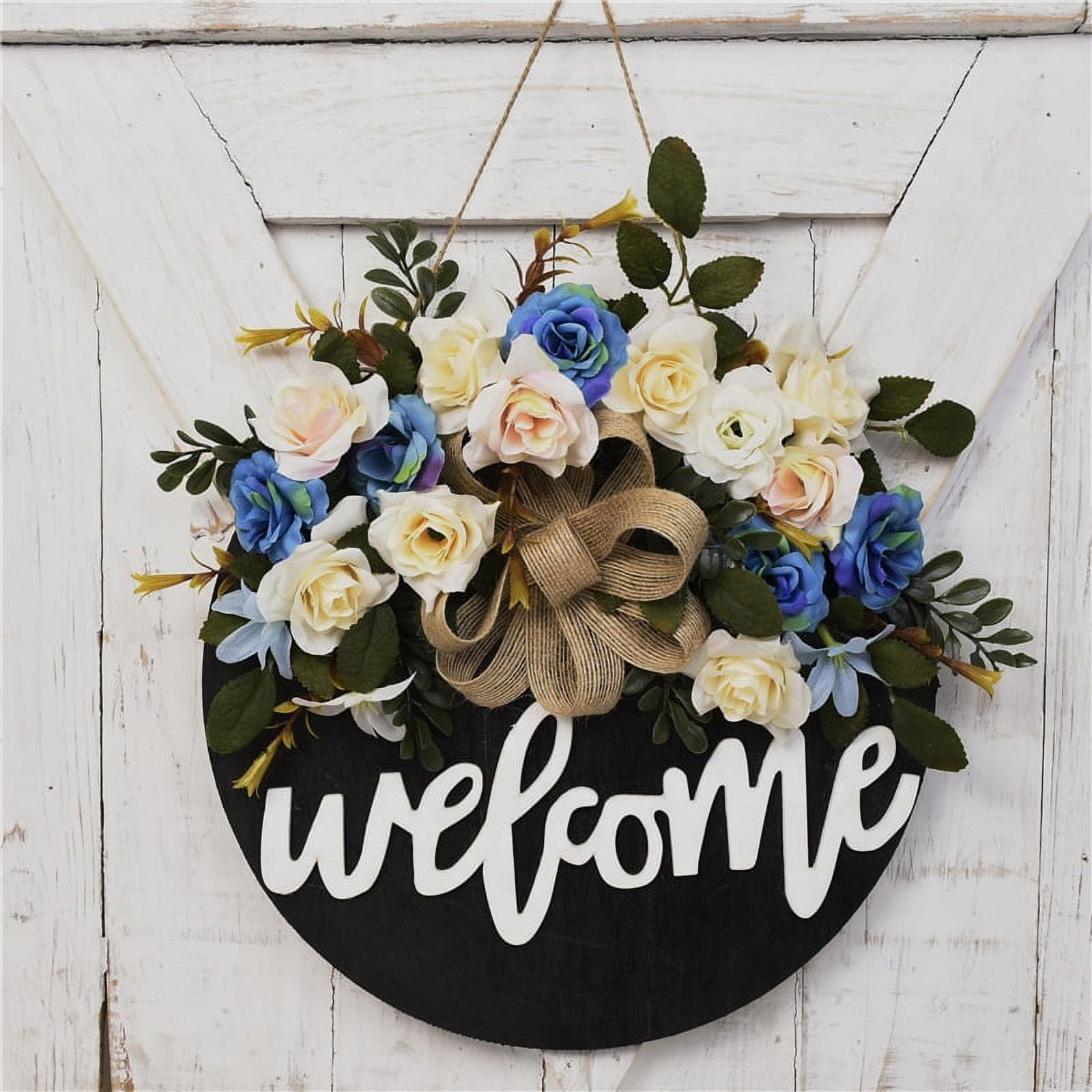 Welcome Sign for Front Door – 12 Inch Wreath for front door sign ...