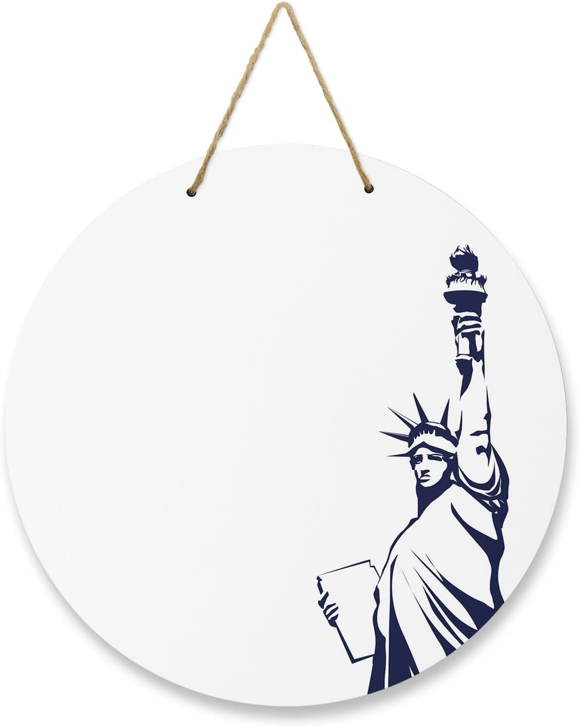 Welcome Sign for Front Door American Statute Liberty 4th of July Wreath ...