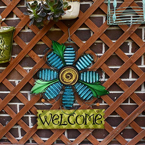 Welcome Sign for Front Door Decor Hanging Sign, Metal Flower Welcome ...