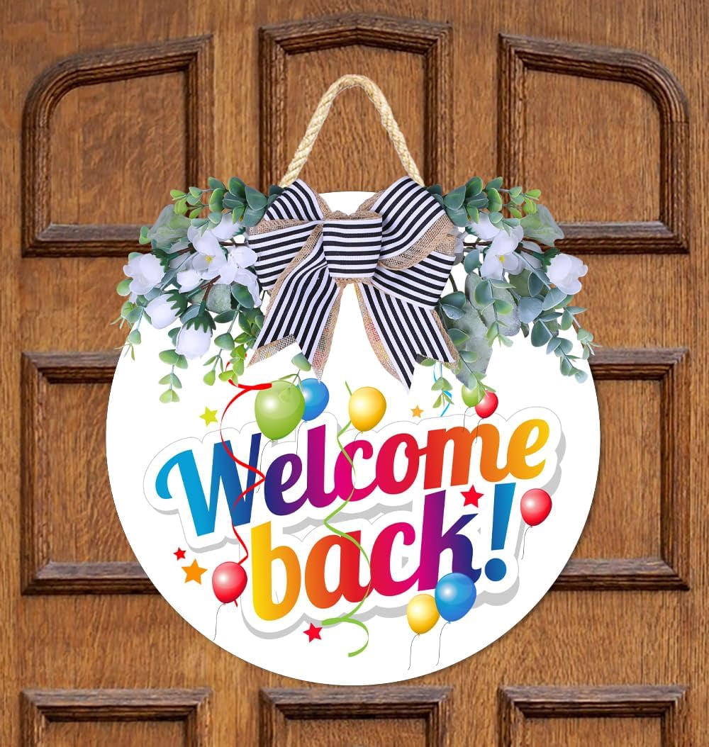 Welcome Sign Front for Door Decoration, 12 in Round Acrylic flower ...