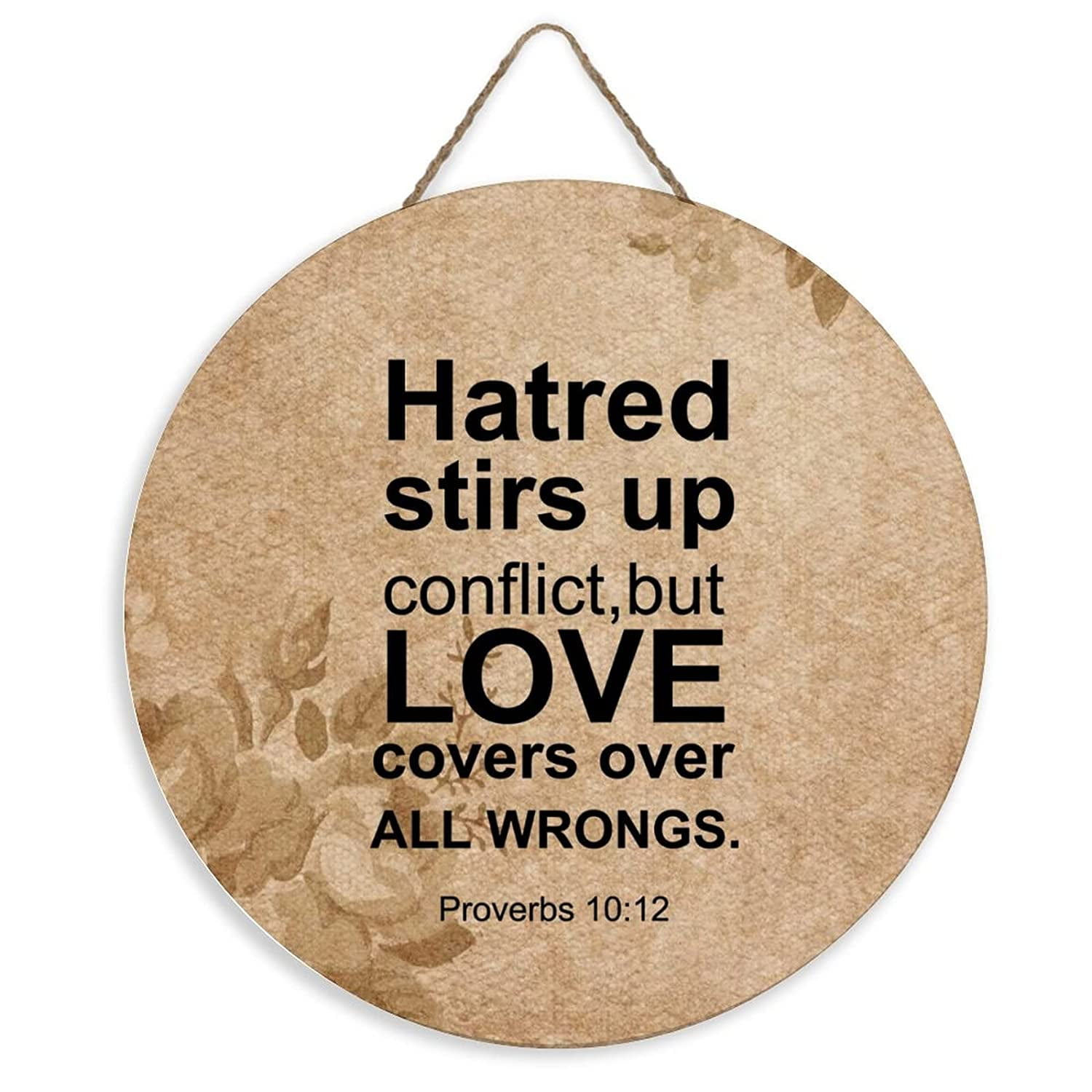 Welcome Sign Front Door Decoration, Hatred Stirs Up Conflict Wooden ...