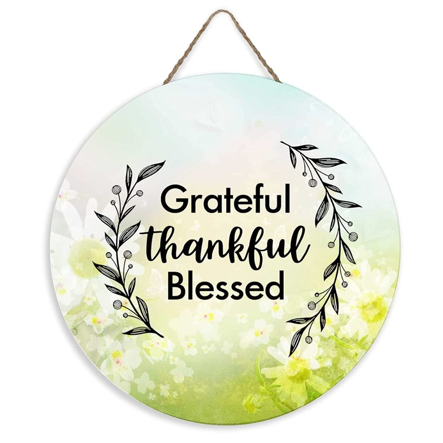 Welcome Sign for Front Door, Grateful Thankful Blessed Wood Sign ...