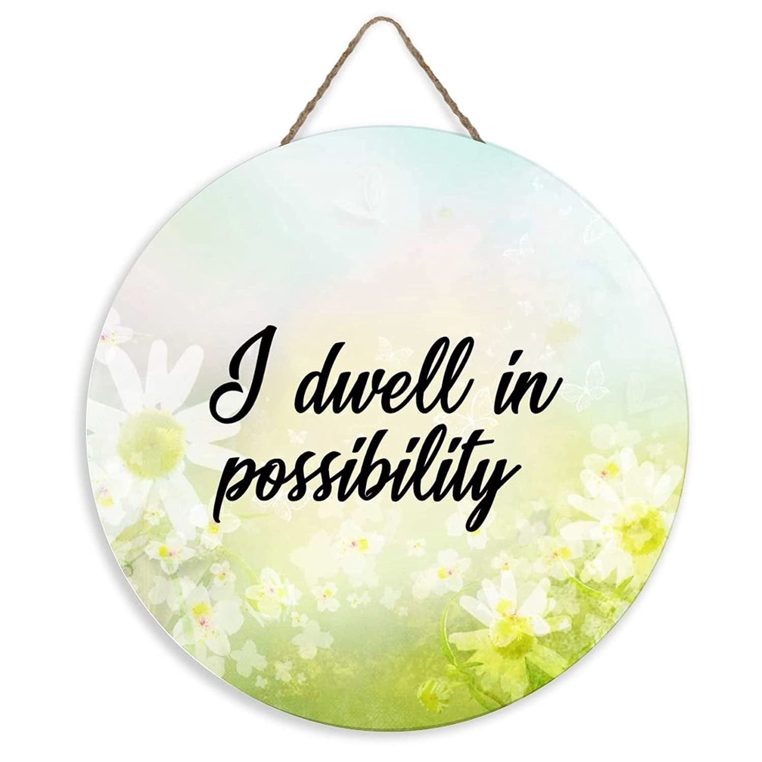 Welcome Sign for Front Door, I Dwell in Possibility Wood Sign, Rustic ...