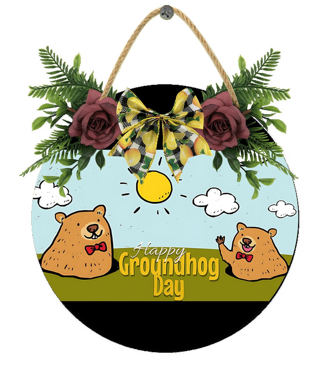 Welcome Sign Front Door Porch Happy Groundhog Day Sign for Front Door ...