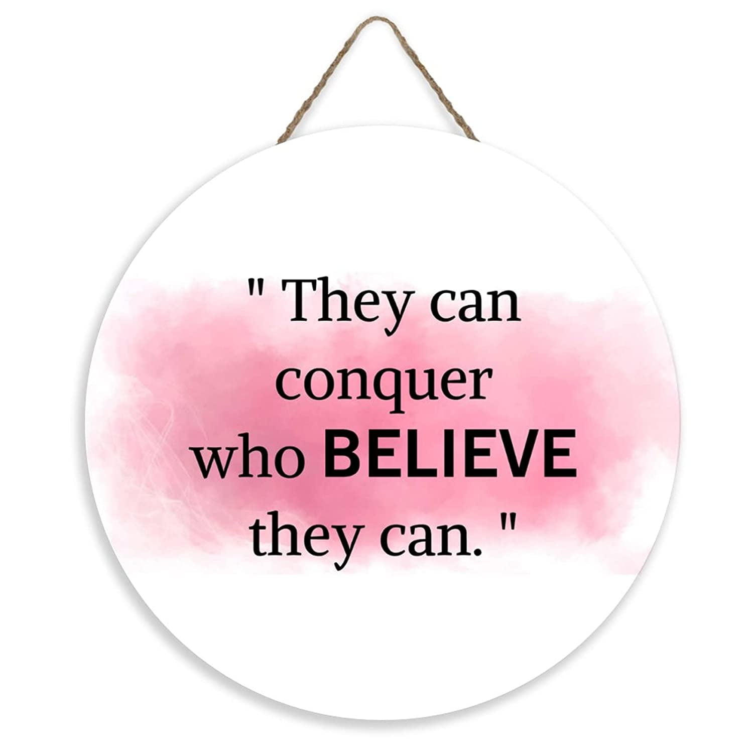 Welcome Sign for Front Door, They Can Conquer Who Believe They Can Wood ...