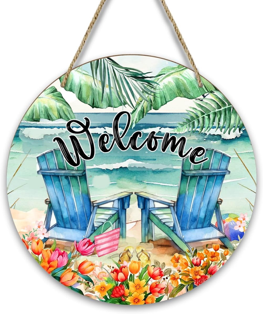 Welcome Sign for Front Door Wall Summer Door Decor Sign, Beach House ...