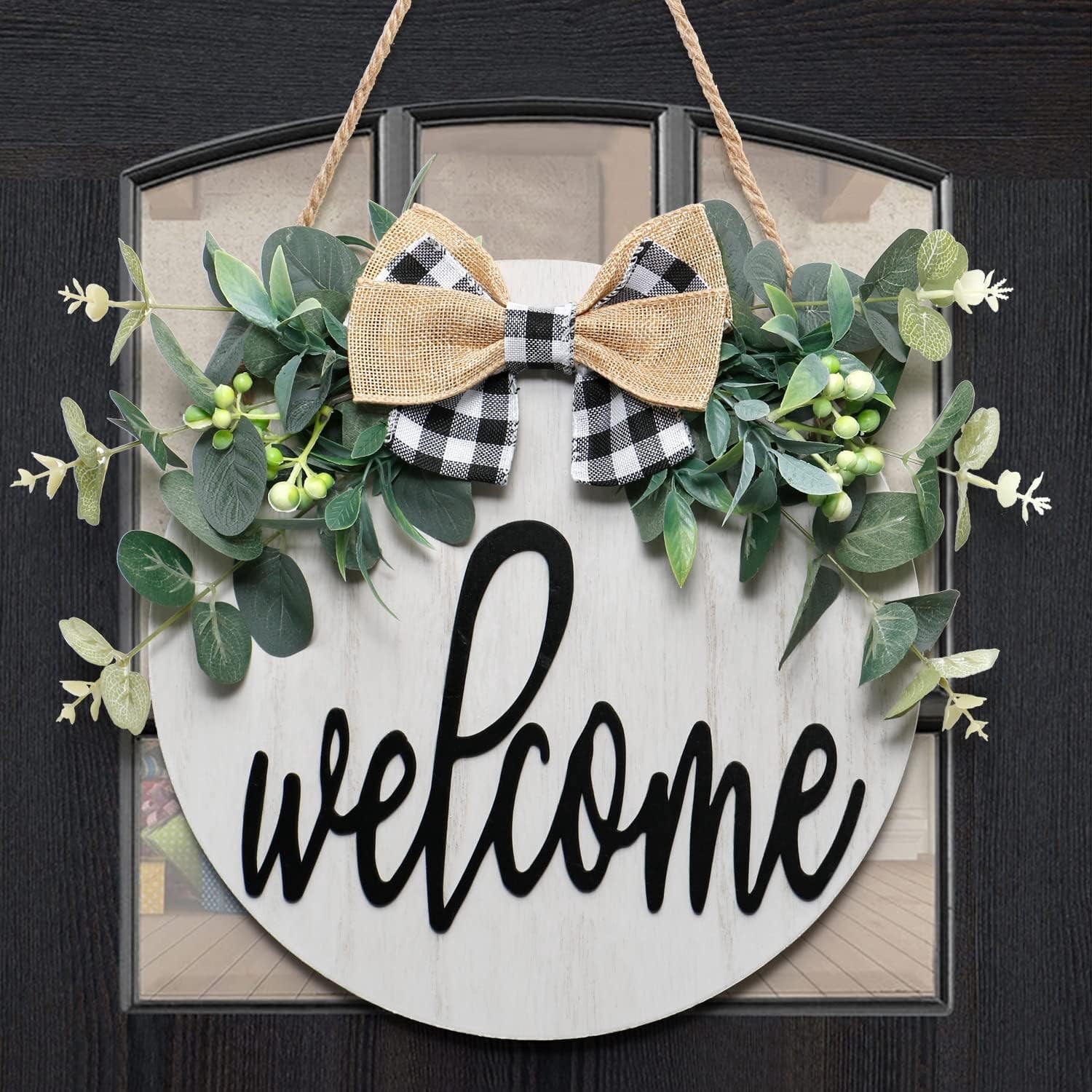 Welcome Sign Front Door Welcome Wreaths Wood Sign for Farmhouse Porch ...