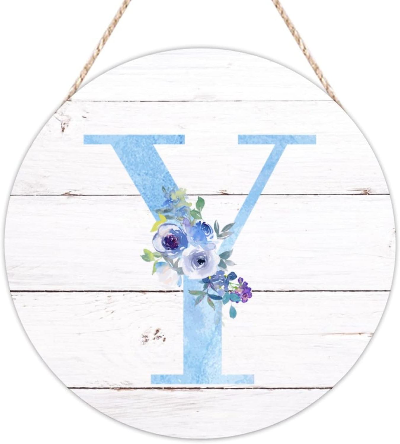 Welcome Sign for Front Porch Monogram Initial Y Round Wood Signs ...