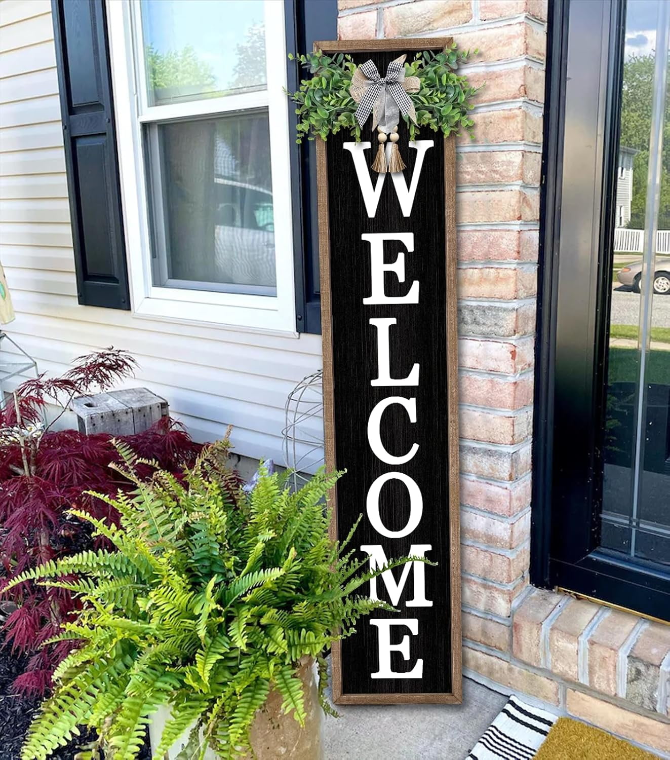 Welcome Sign for Front porch Standing 45"X9"Large Wood Frame Outdoor ...