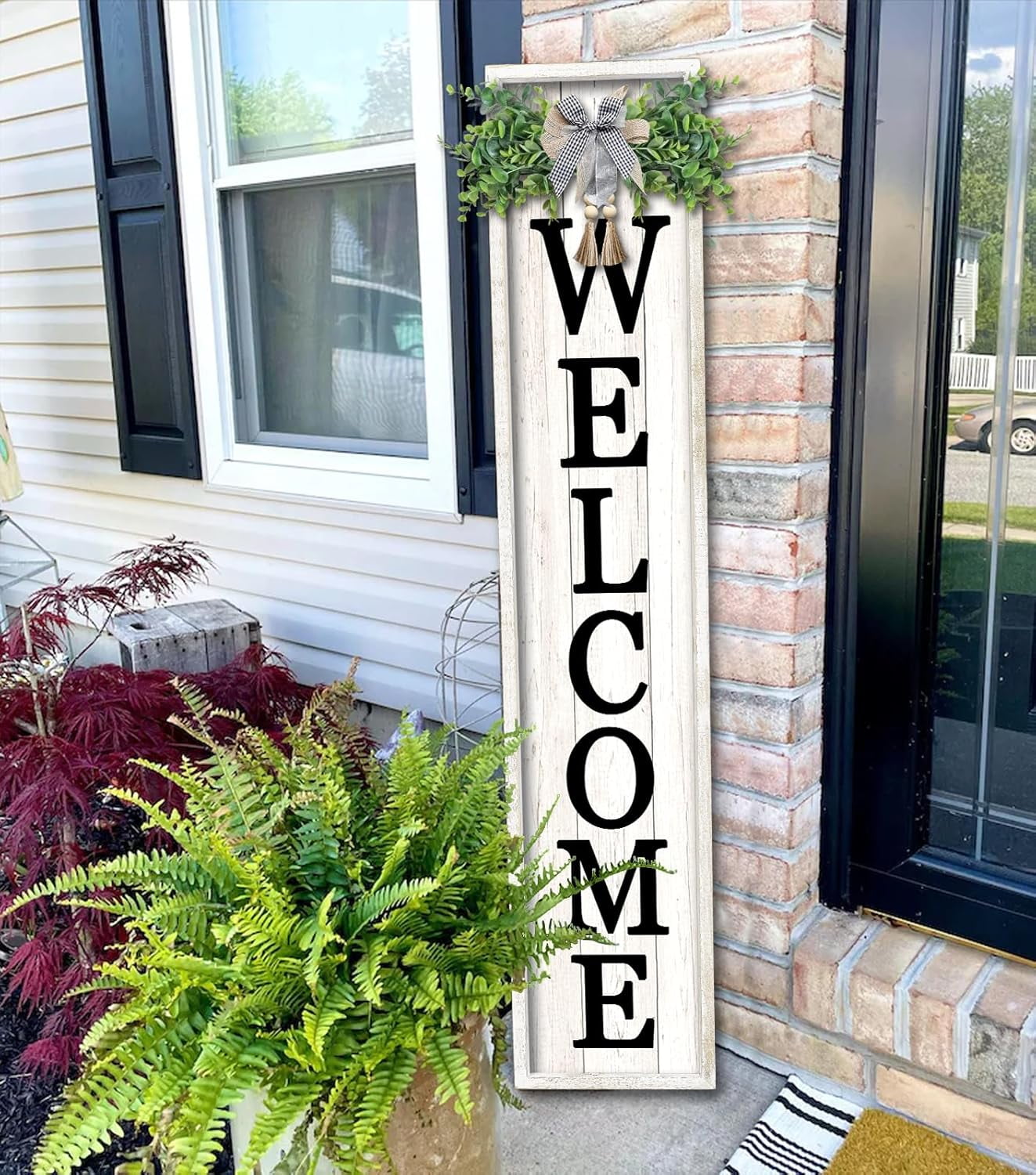 Welcome Sign for Front porch Standing 45"X9"Large Wood Frame Outdoor ...