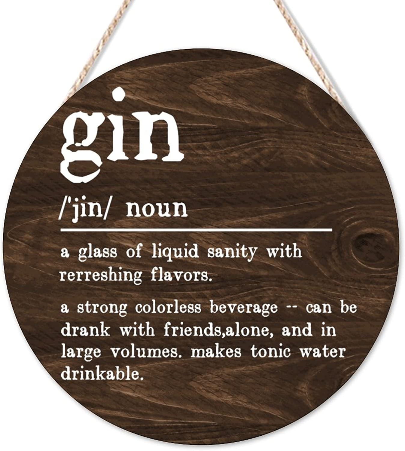 Welcome Sign Gin Definition Round Wooden Signs Farmhouse Word ...