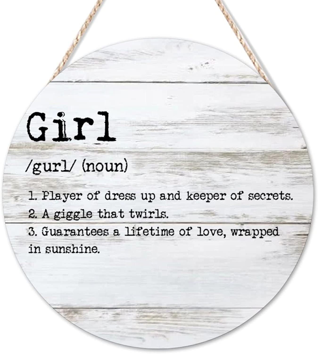 Welcome Sign Girl Definition Round Wooden Signs Retro Word Description ...