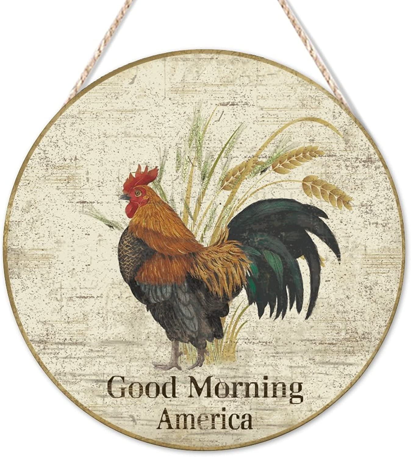 Welcome Sign Good Morning America Round Wood Signs Rustic Farm Sweet ...