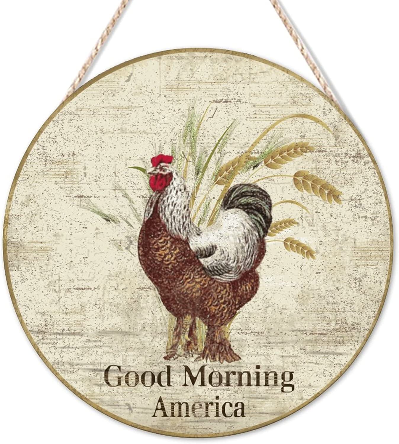 Welcome Sign Good Morning America Round Wooden Sign Farm Life Door Sign ...