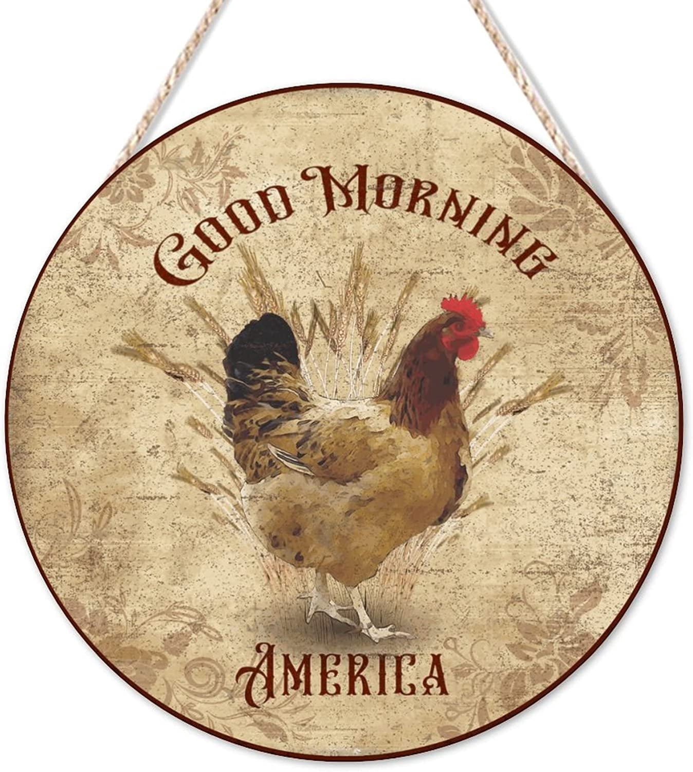 Welcome Sign Good Morning America Round Wooden Sign Farm Sweet Farm ...
