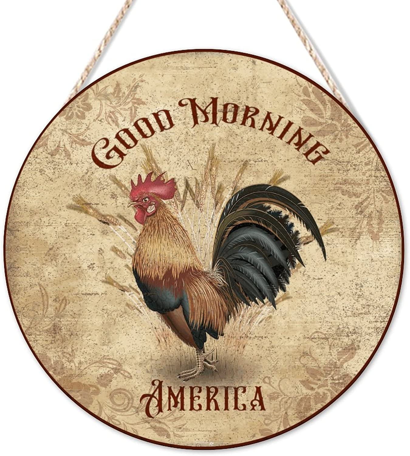 Welcome Sign Good Morning America Round Wooden Signs Classic Farm Life ...