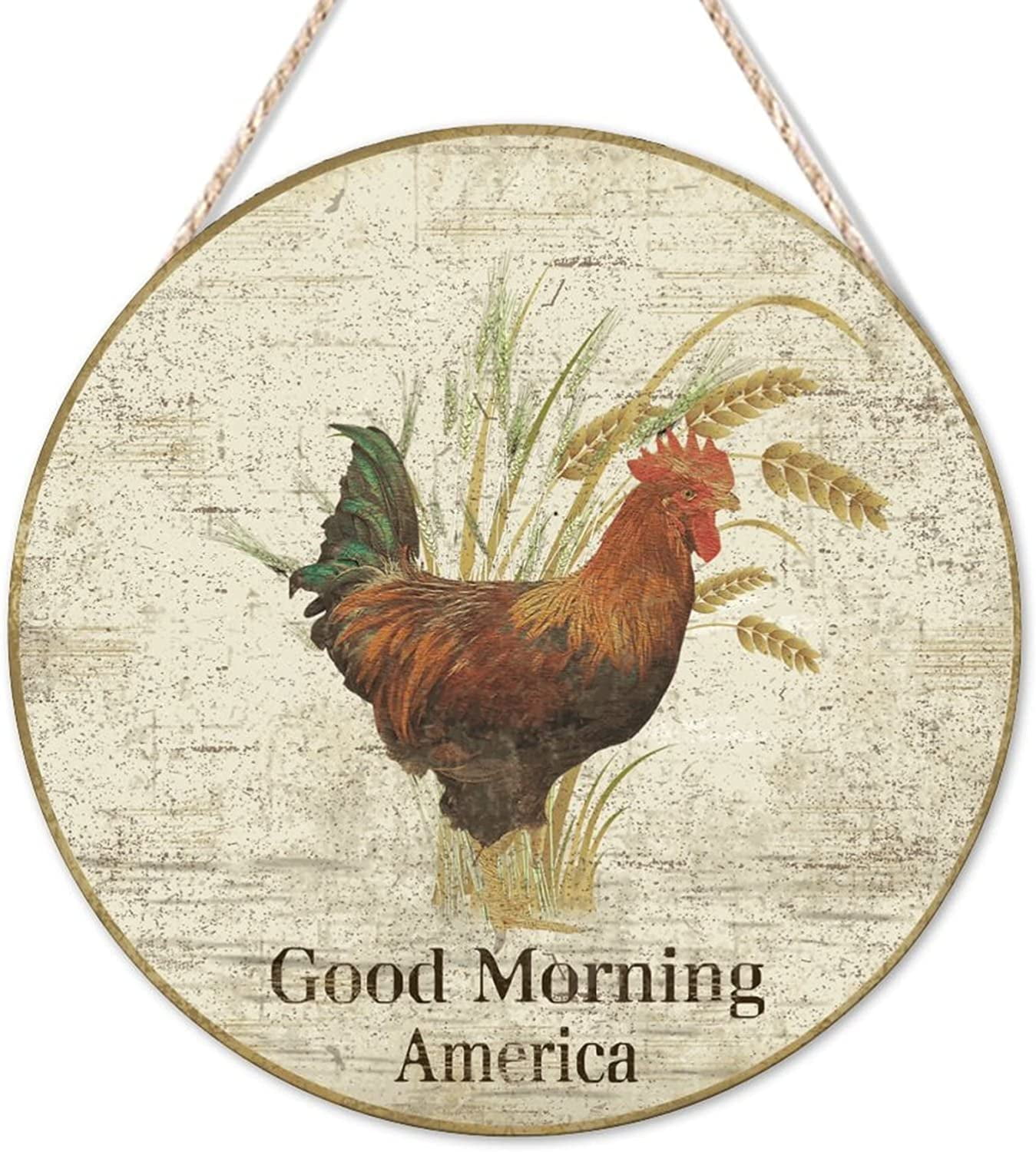 Welcome Sign Good Morning America Round Wooden Signs Farm Sweet Farm ...