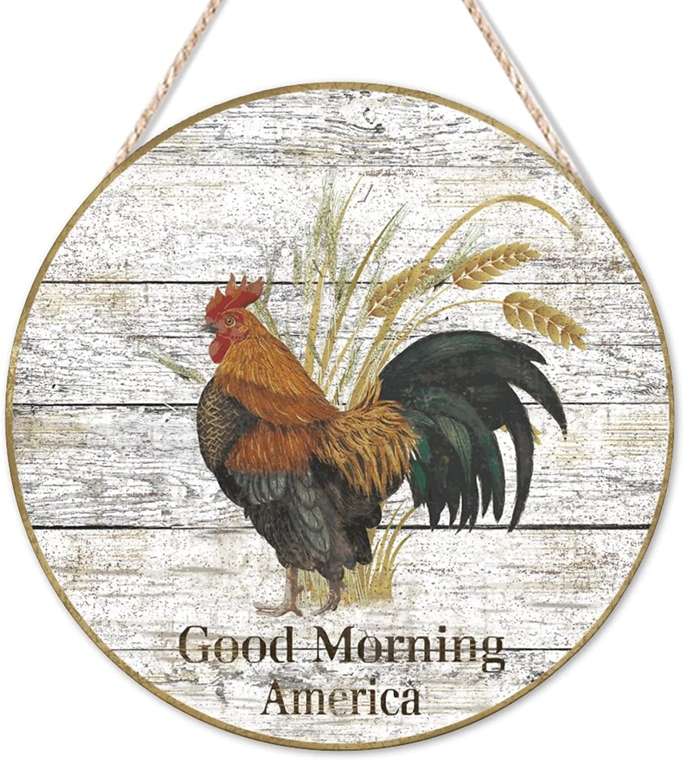 Welcome Sign Good Morning America Round Wooden Signs Rustic Farm Life ...