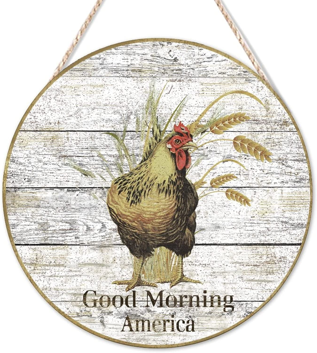 Welcome Sign Good Morning America Round Wooden Signs Rustic Farm ...