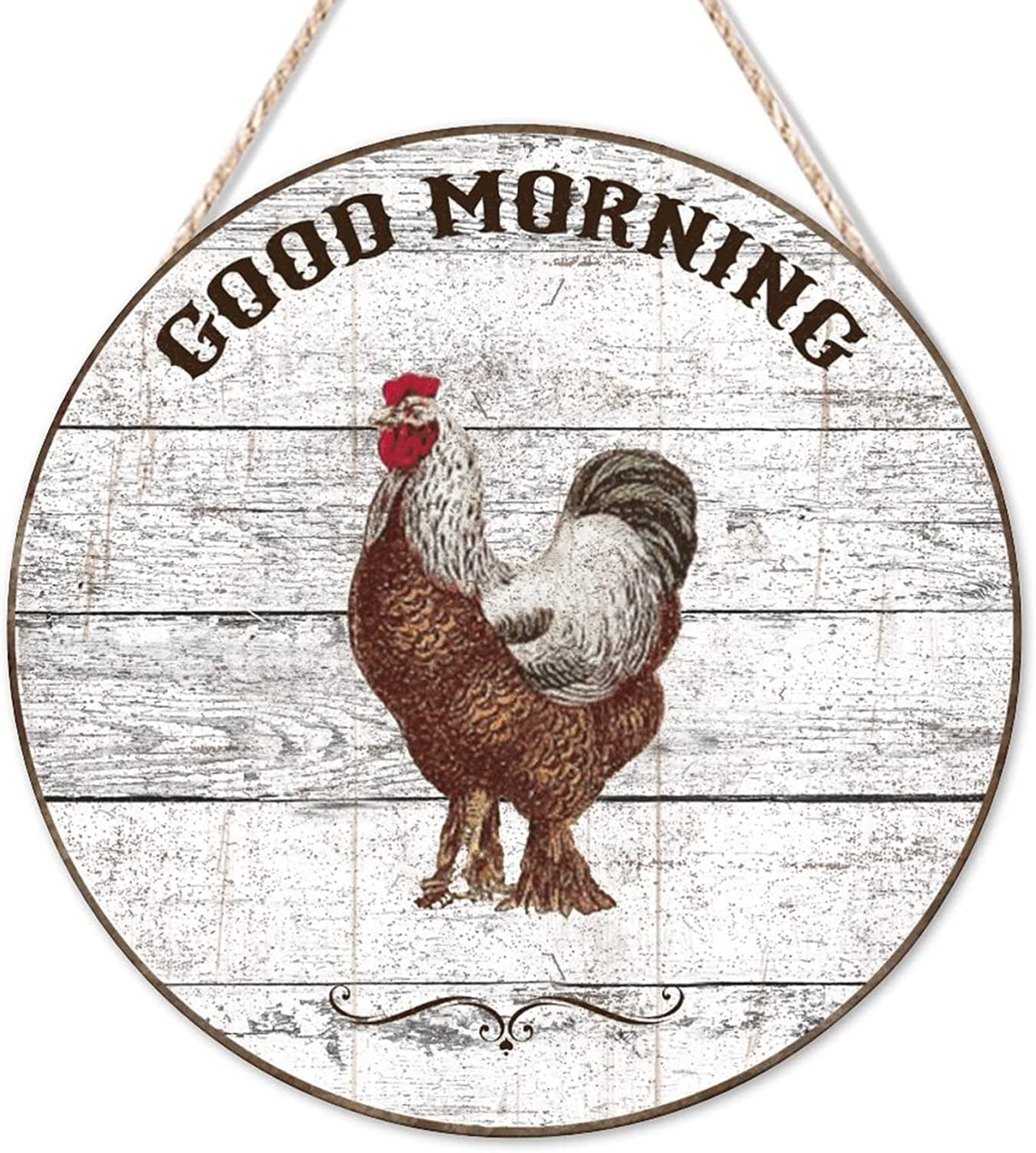 Welcome Sign Good Morning Rooster Round Wood Sign Farm Sweet Farm ...