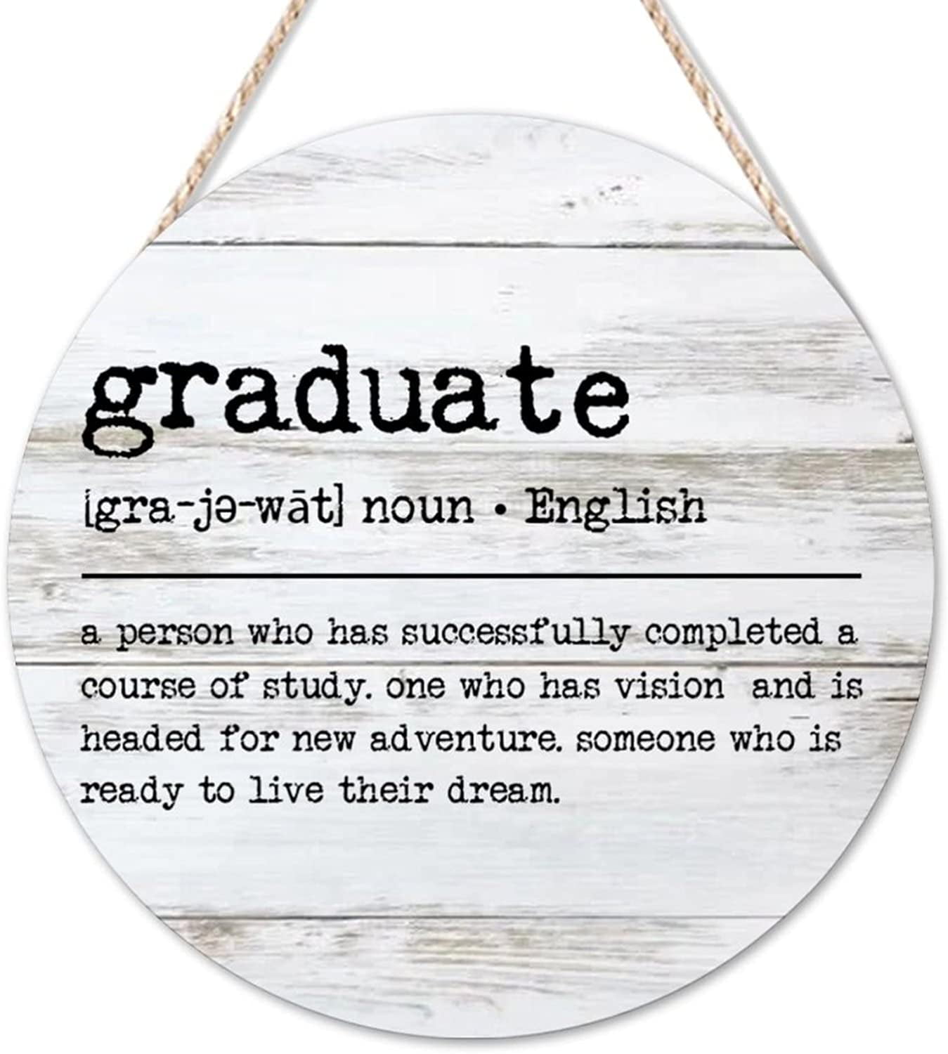 Welcome Sign Graduate Definition Round Wood Sign Word Description Wall ...