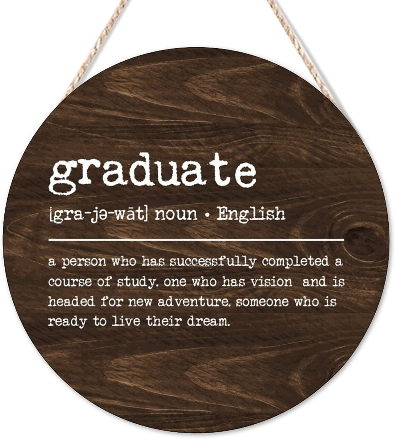 Welcome Sign Graduate Definition Round Wooden Sign Word Description ...
