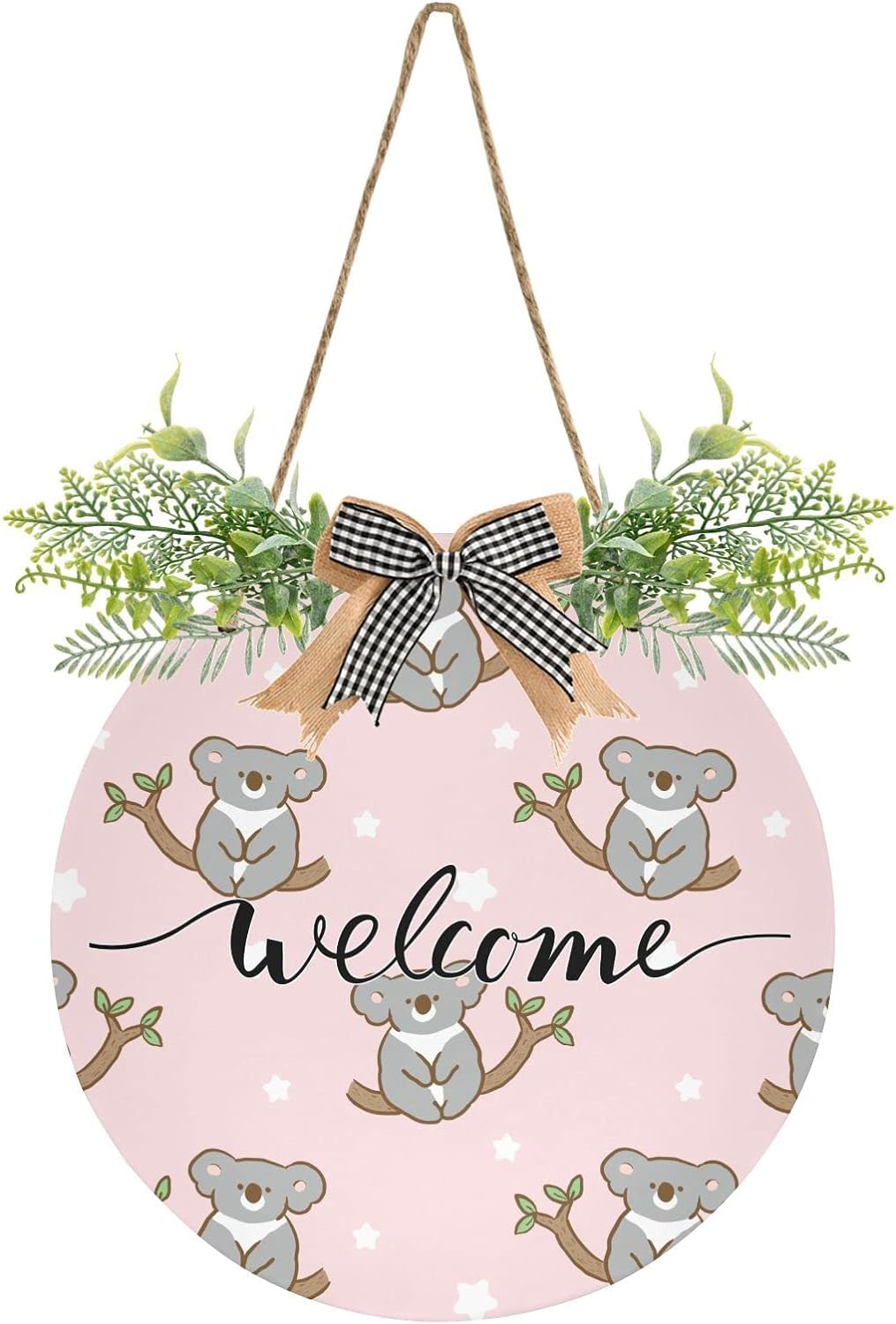 Welcome Sign Hanging Plaque Sign Cute Koala Porch Wall Front Door ...
