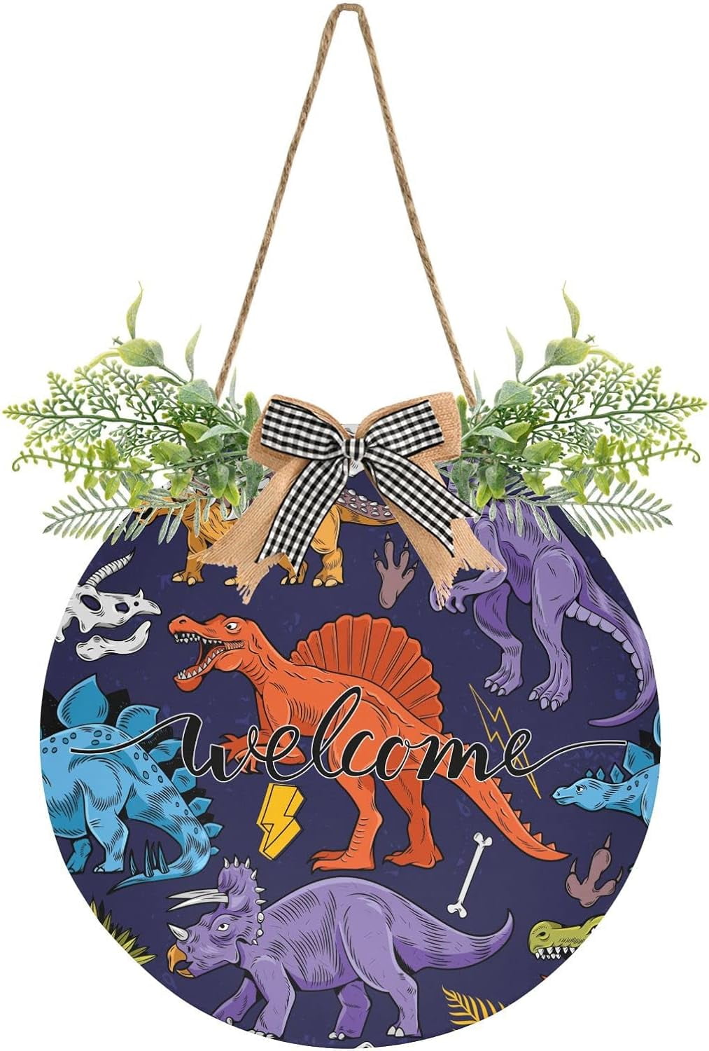 Welcome Sign Hanging Plaque Sign Wildlife Dinosaurs Porch Wall Front ...