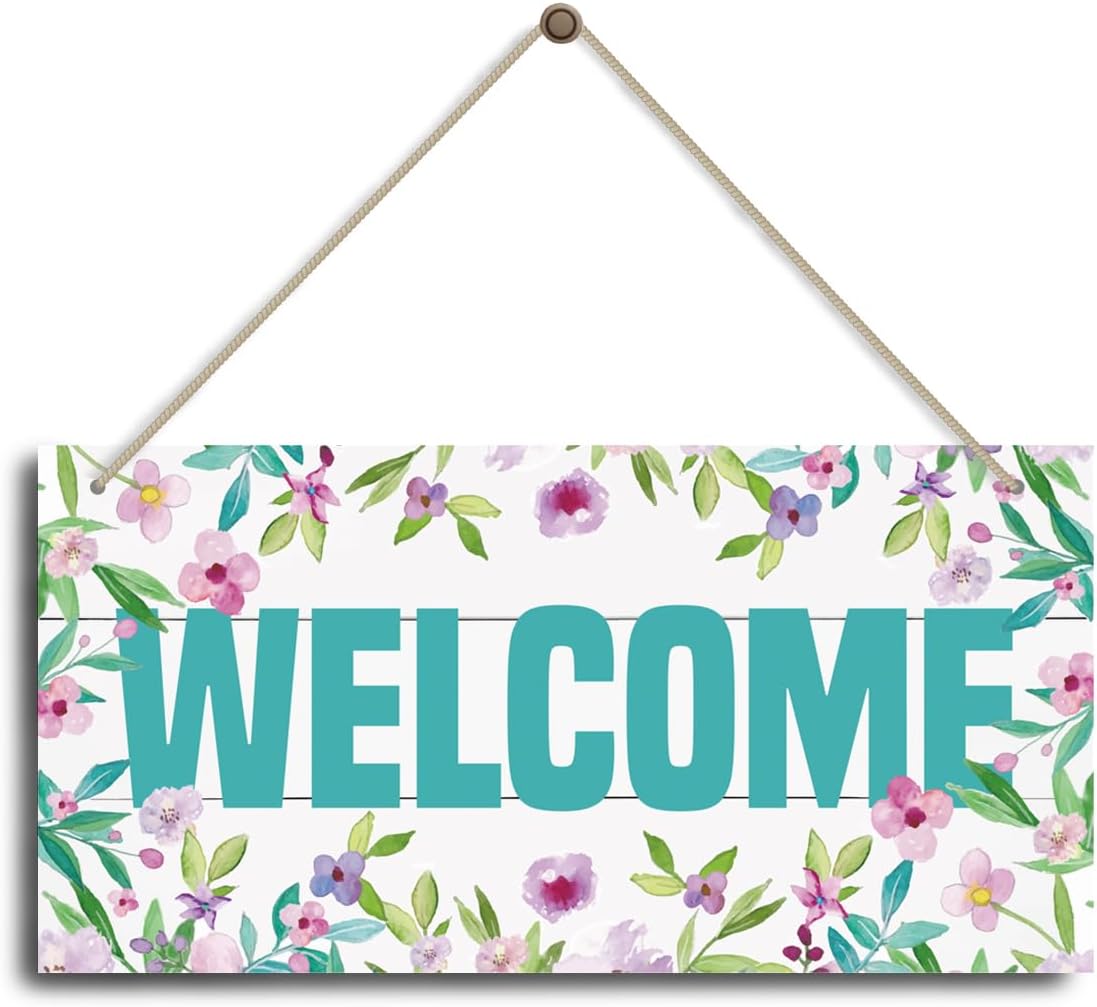 Welcome Sign, Hanging Wood Plaque With Rope, Decorative Wall Plaque ...