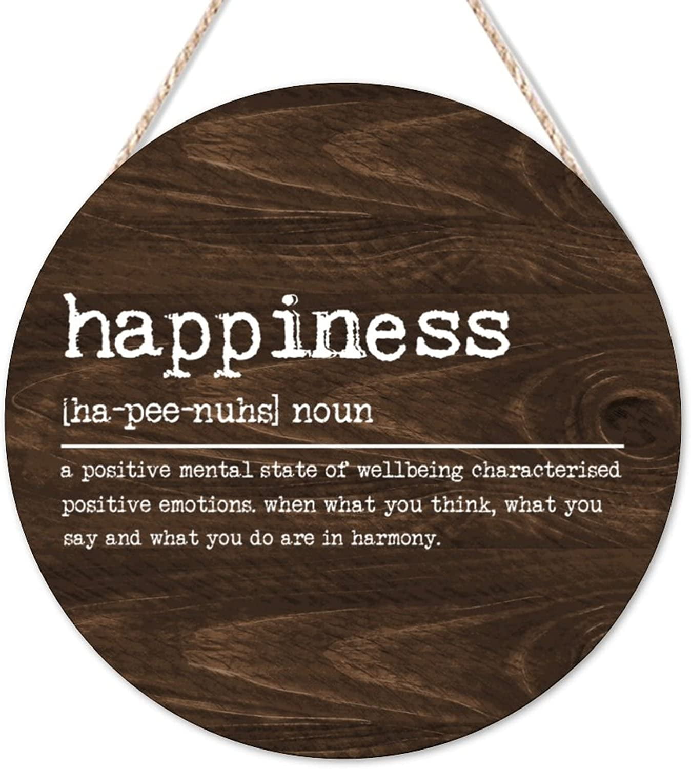 Welcome Sign Happiness Definition Round Wood Signs Classic Word ...