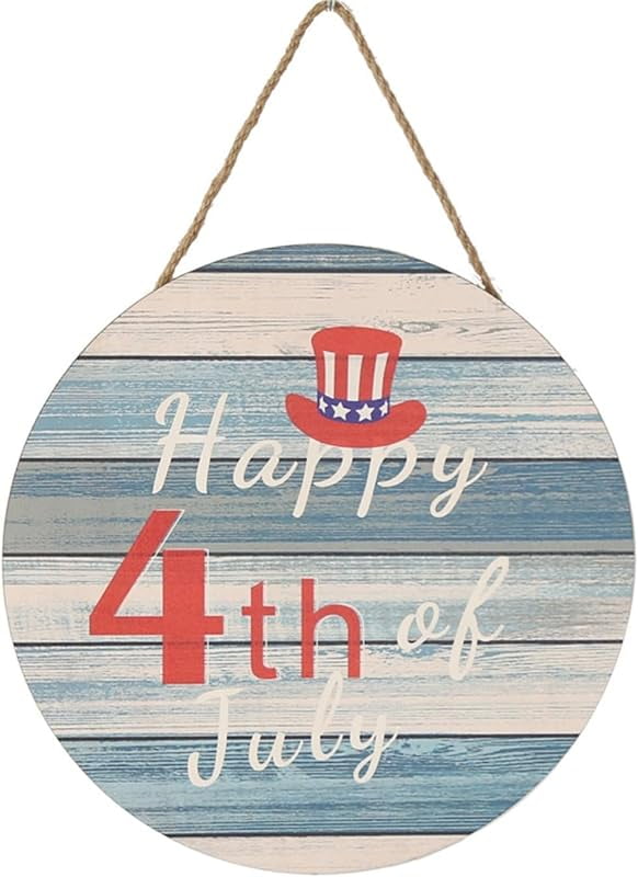 Welcome Sign Happy 4th of July Door Sign Stars Stripes Wooden Hanging ...