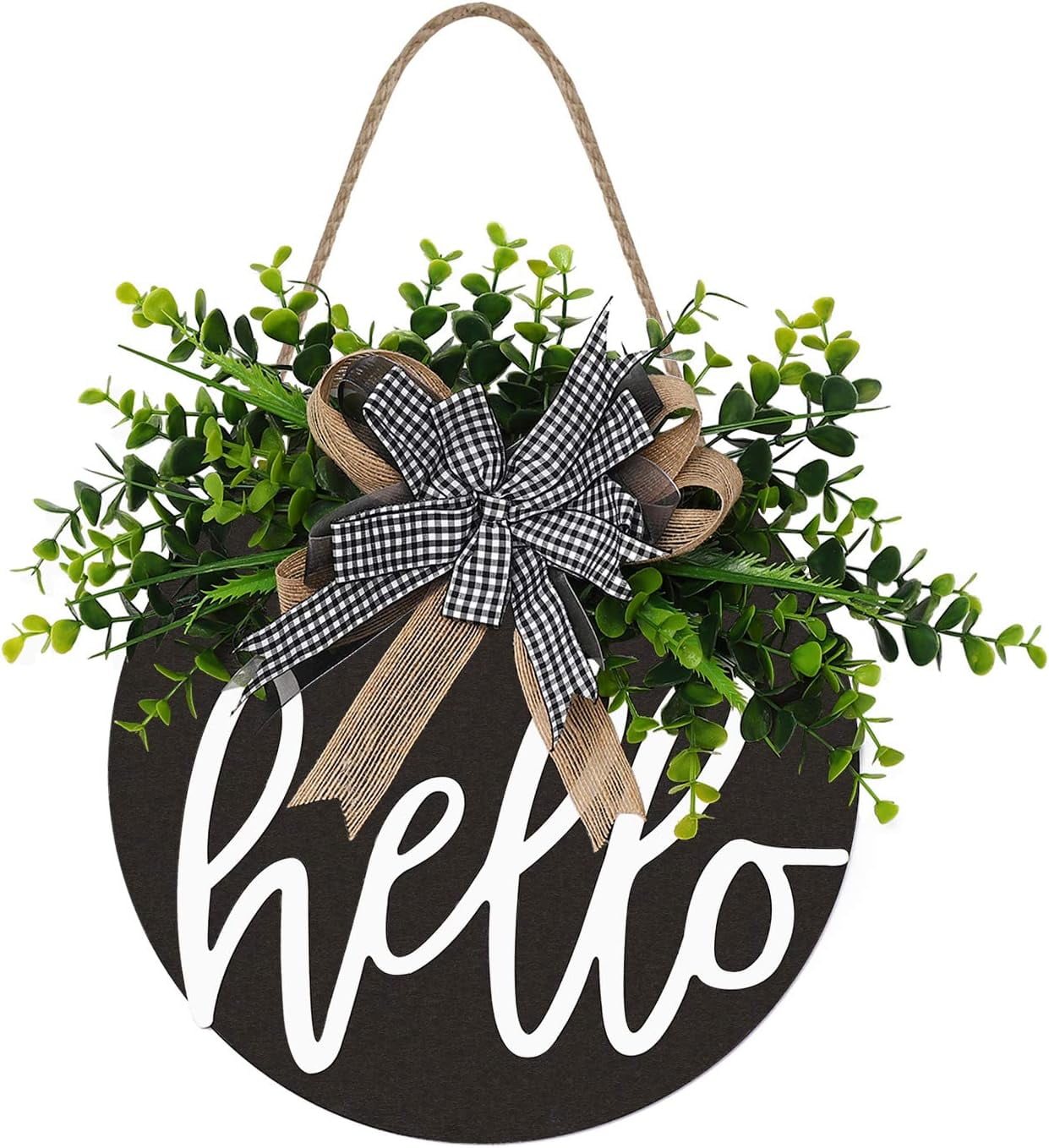 Welcome Sign Hello Front Door Round Wood Sign Hanging Welcome Sign for ...