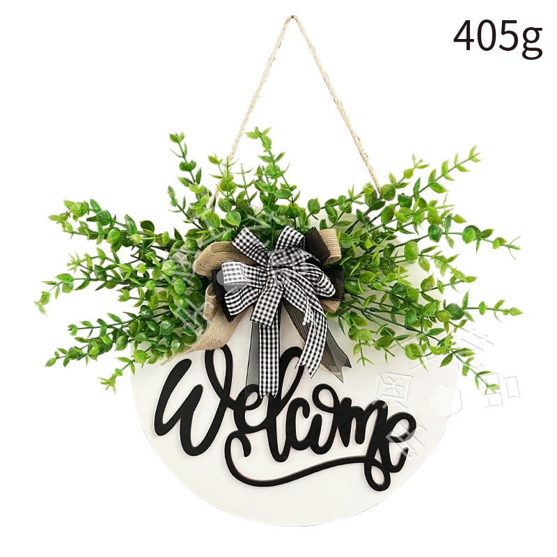 Welcome Sign Hello Front Door Round Wooden Sign Hanging Welcome ...