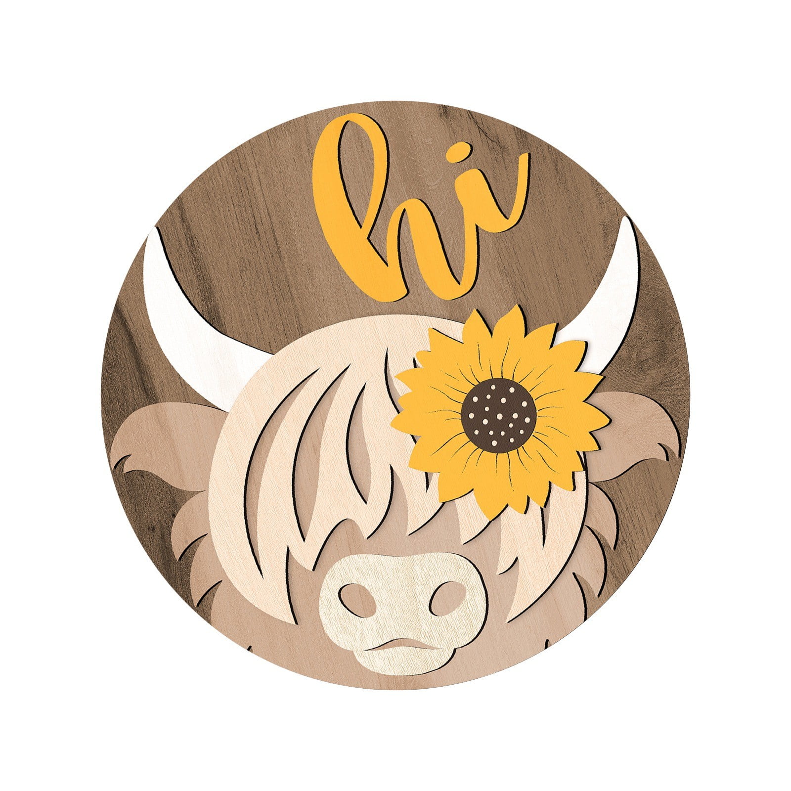 Welcome Sign Highland Cow Front Door Sign, 12" Wooden Waterproof Wall ...