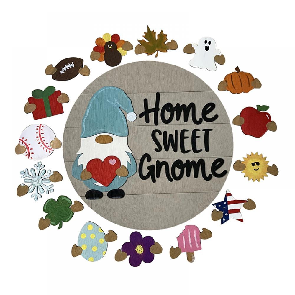 Welcome Sign Housewarming Gift round Farmhouse Welcome Home Sign Gnomes ...