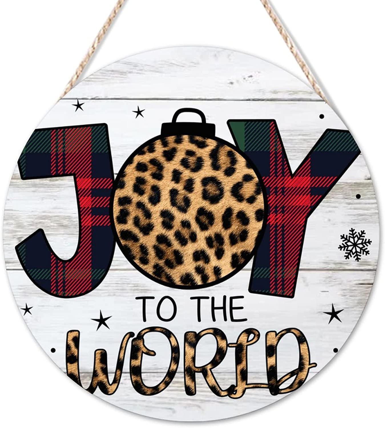 Welcome Sign Joy to The World Round Wood Signs Buffalo Plaid Leopard ...