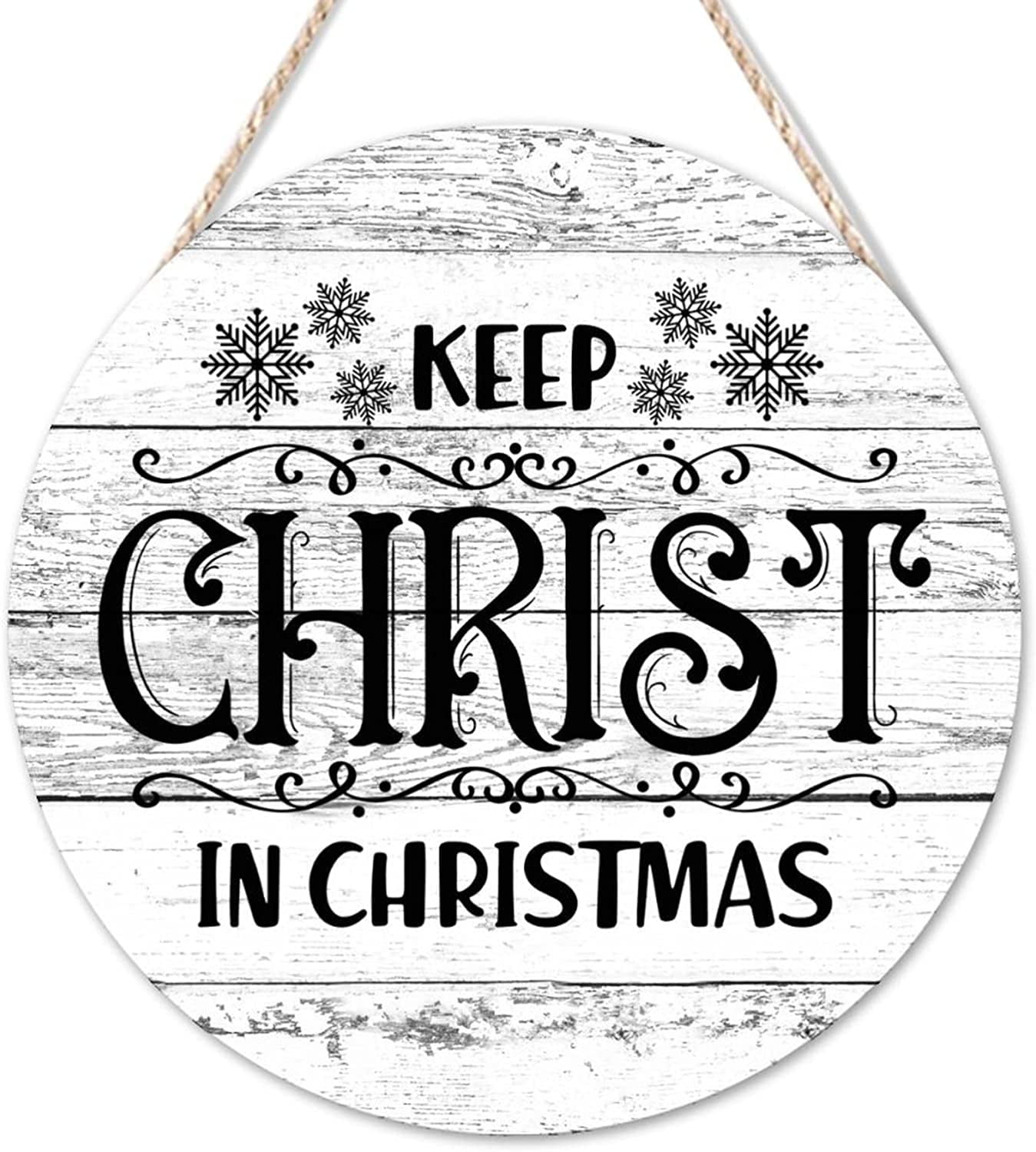 Welcome Sign Keep Christ in Christmas Round Wood Signs Wood Hanging Sign Christmas Joy Classic ...