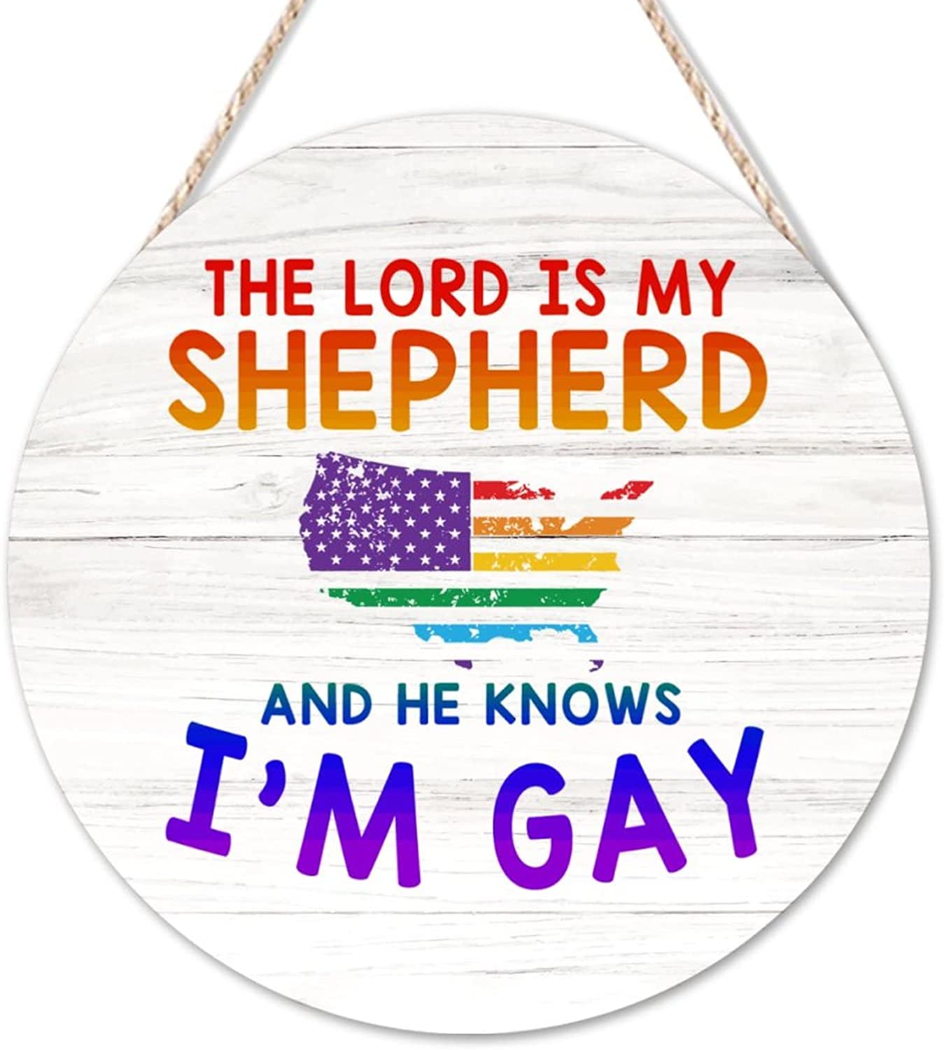 Welcome Sign LGBT Pride Round Wood Sign Classic The Lord is My Shepherd ...